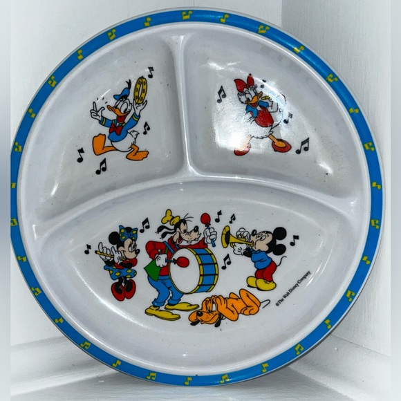 Disney | Kitchen | Vintage Kids Disney Plate Mickey Minnie Pluto Donald ...